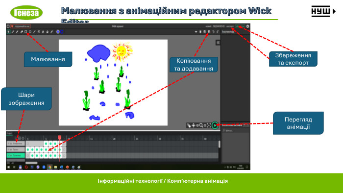 Анімація в редакторі анімацій Wick Editor Виконання навчального проєкту ...