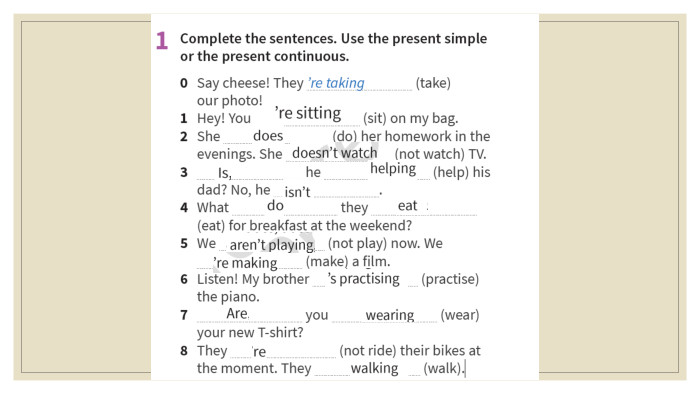 Prepare 7 Present Simple Present Continious